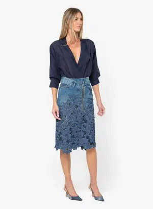 JBQ Noemie Knee-length Denim Skirt