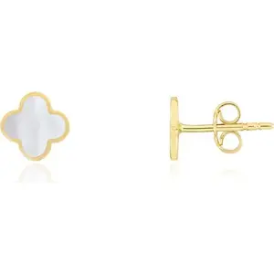 THE LOVERY FINE JEWELRY Mini Clover Stud Earrings - Mother Of Pearl