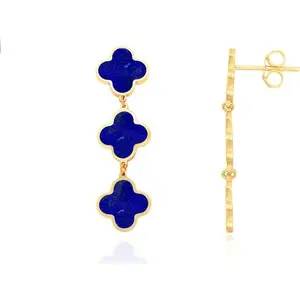 THE LOVERY Clover Dangle Earrings - Lapis