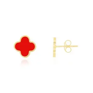 THE LOVERY FINE JEWELRY Clover Stud Earrings - Coral