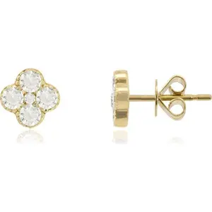 THE LOVERY FINE JEWELRY Diamond Clover Stud Earrings - Yellow Gold