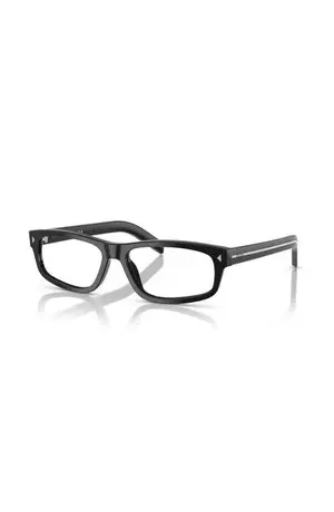 Prada 58mm Rectangle Full Rim Eyeglasses - Black