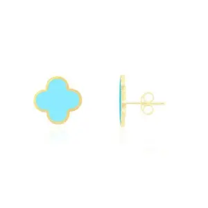 THE LOVERY FINE JEWELRY Clover Stud Earrings - Turquoise
