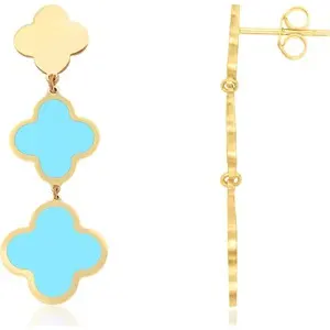 THE LOVERY FINE JEWELRY Graduating Clover Dangle Earrings - Turquoise