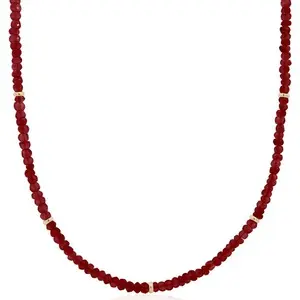 THE LOVERY FINE JEWELRY 14k Yellow Gold Bead Necklace - Garnet