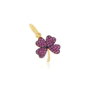 THE LOVERY FINE JEWELRY Clover Charm - Pink Sapphire