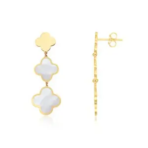 THE LOVERY FINE JEWELRY Graduating Clover Dangle Earrings - Mother Of Pearl