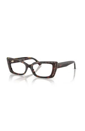 JIMMY CHOO 51mm Embellished Cat Eye Optical Glasses Tortoise