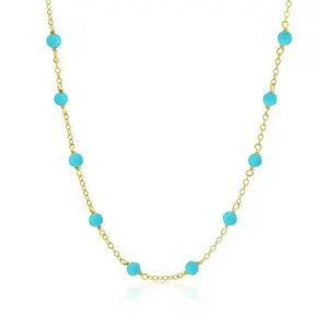 THE LOVERY FINE JEWELRY 14k Yellow Gold Bead Chain Necklace - Turquoise