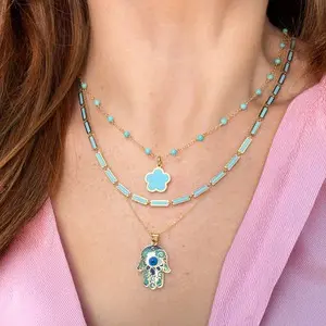 THE LOVERY FINE JEWELRY 14k Yellow Gold Bead Chain Necklace - Turquoise