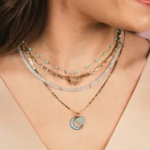 THE LOVERY FINE JEWELRY 14k Yellow Gold Bead Chain Necklace - Turquoise