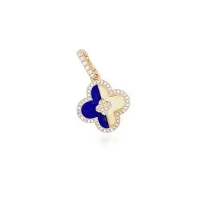 THE LOVERY Diamond And Clover Charm - Lapis