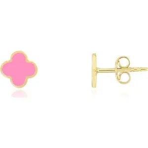 THE LOVERY FINE JEWELRY Mini Clover Stud Earrings - Bubblegum Pink