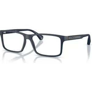 Emporio Armani 56mm Rectangle Full Rim Eyeglasses - Blue