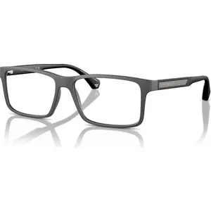 Emporio Armani 56mm Rectangle Full Rim Eyeglasses - Grey