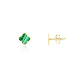 THE LOVERY FINE JEWELRY Clover Stud Earrings - Malachite