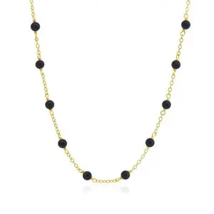 THE LOVERY FINE JEWELRY 14k Yellow Gold Bead Chain Necklace - Onyx