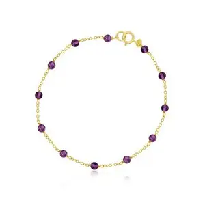 THE LOVERY FINE JEWELRY 14k Yellow Gold Bead Chain Bracelet - Amethyst