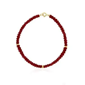THE LOVERY FINE JEWELRY 14K Yellow Gold Garnet Bead Bracelet