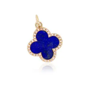 THE LOVERY FINE JEWELRY Diamond And Clover Charm - Lapis