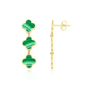 THE LOVERY FINE JEWELRY Clover Dangle Earrings - Malachite