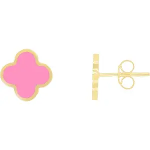 THE LOVERY FINE JEWELRY Clover Stud Earrings - Bubblegum Pink