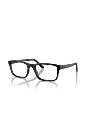 Polo Ralph Lauren 55mm Rectangle Full Rim Eyeglasses - Black