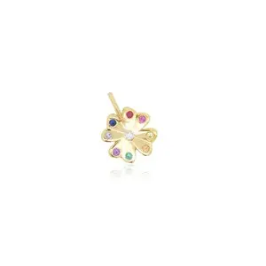 THE LOVERY FINE JEWELRY 14k Yellow Gold Rainbow Gemstone Clover Charm - Multi
