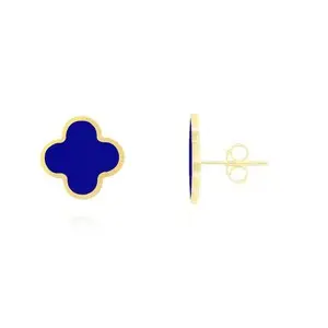 THE LOVERY FINE JEWELRY Clover Stud Earrings Lapis
