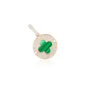 THE LOVERY FINE JEWELRY Diamond And Clover Charm - Malachite