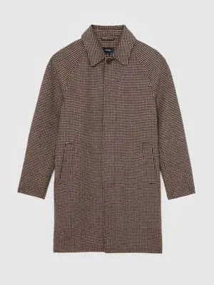 REISS Morpeth Wool-blend Dogtooth-check Overcoat