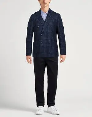 PAOLONI Blazer Size Virgin Wool, Silk, Linen, Elastane - Blue