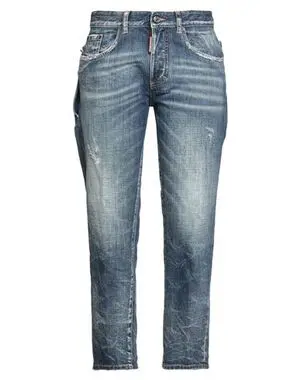 Dsquared2 Tapered Cotton Jeans With Embellishments - Blue