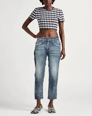 Dsquared2 Tapered Cotton Jeans With Embellishments - Blue