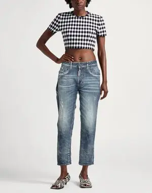 Dsquared2 Tapered Cotton Jeans With Embellishments - Blue