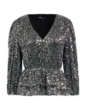 Maje Peplum Top With Sequins
