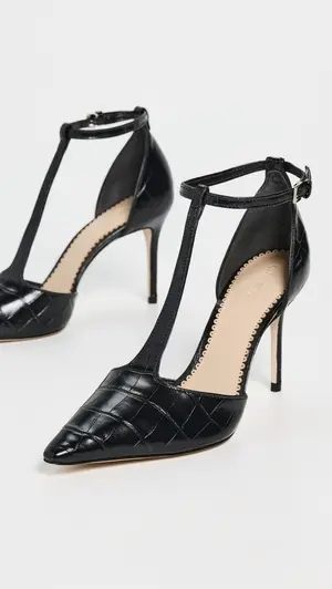 Cinq À Sept Clara Croco T-strap Pumps