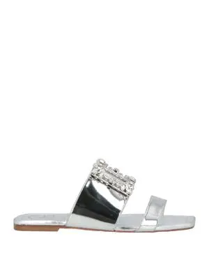 ROGER VIVIER Metallic Embellished Leather Flat Sandals
