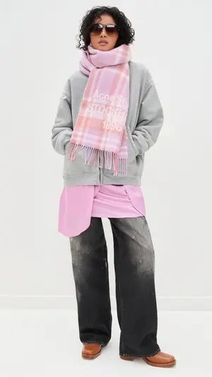 Acne Studios Venus Check 1996 Rws Scarf - Pink/fuchsia