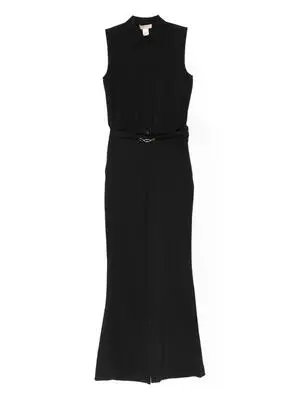 TWINSET Sleeveless Belted Jumpsuit - Black