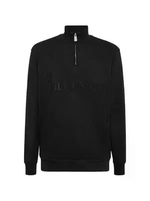 BILLIONAIRE Embroidered Logo Half-zip Sweatshirt - Black