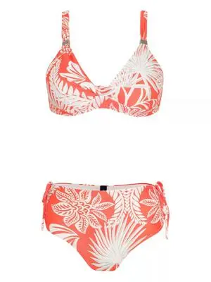 LYGIA & NANNY Tropical-print Tie-side Bikini - Pink