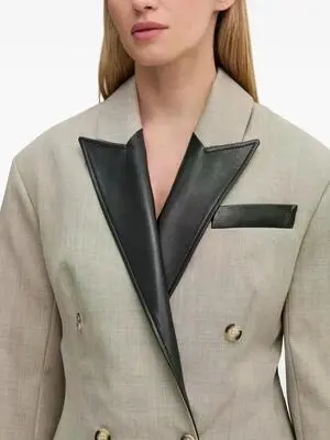 Nanushka Pacey Leather-trimmed Double-breasted Blazer