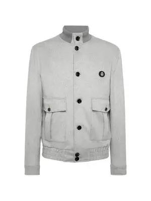 BILLIONAIRE Buttoned Bomber Jacket - Grey