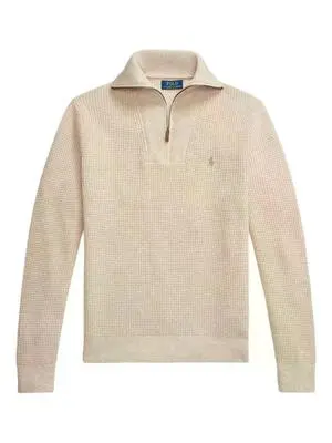 Polo Ralph Lauren Waffle-knit Half-zip Sweater - Neutrals