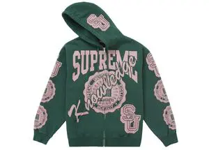 Supreme Knowledge Reigns Zip Up Hooded Sweatshirt - Dark Green