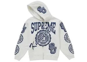Supreme Knowledge Reigns Zip Up Hooded Sweatshirt - White