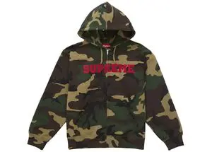 Supreme Collegiate Applique Zip Up Hooded Sweatshirt Woodland Camo