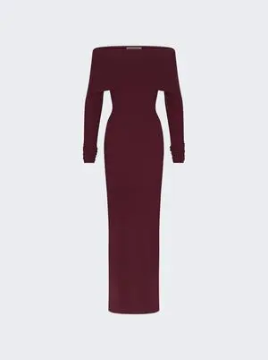 Eterne Long Sleeve Off-shoulder Maxi Dress - Red