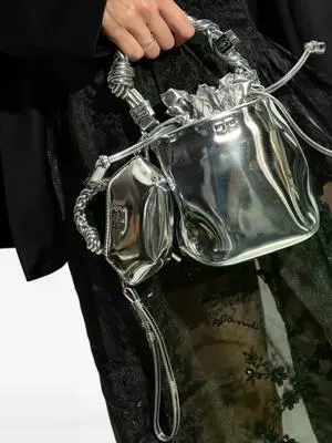 GANNI Metallic-effect Pouch With Braided Handle